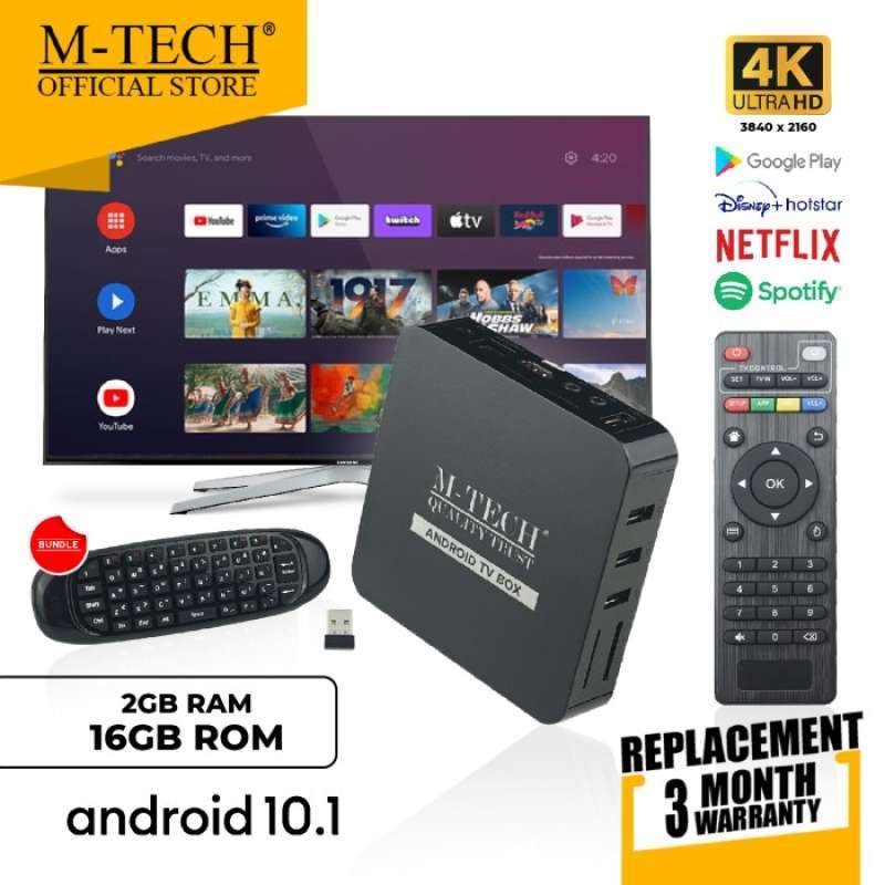 Promo M-tech Stb Tv Box Tb60 Android 10.1 Ultra Hd 4k 2gb Ram Wifi - Tv Box Bundling Diskon 20% ...