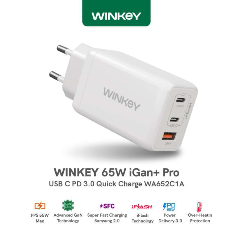 Promo Winkey Charger Igan+ Pro 65w 3 Port Pd Pps Usb C & Usb C ...