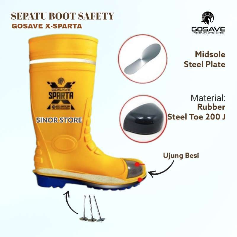 Promo Sepatu Boot Safety X-sparta Gosave Ujung Besi Dan Midsole Steel ...