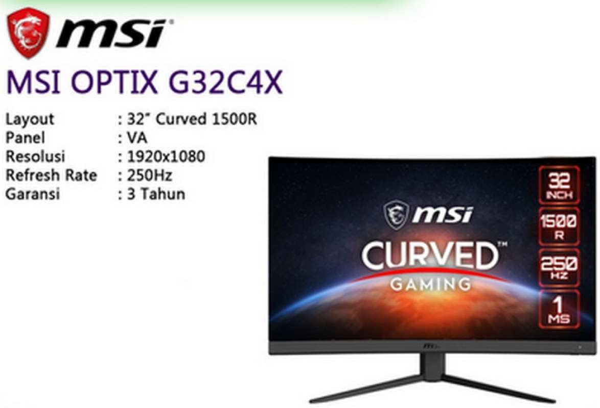 Promo Monitor Msi Optix G32c4 32 Fhd 165hz Curve - Monitor Gaming Msi ...