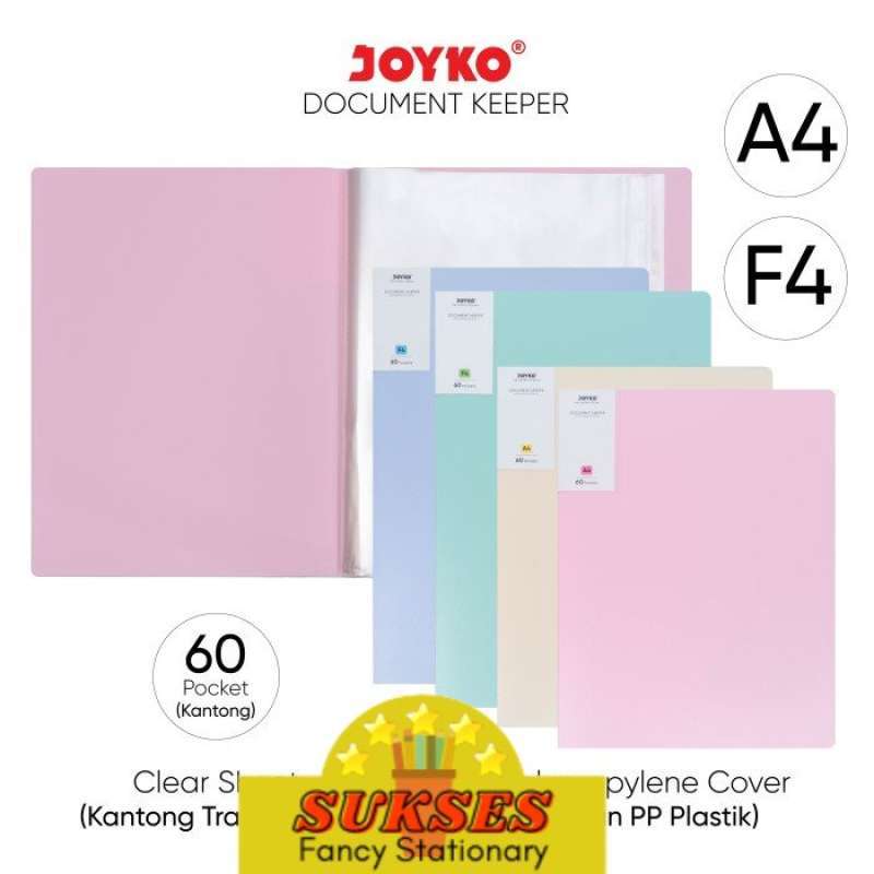 Jual Document Keeper Clear Holder Map File Dokumen Folder Joyko Pastel ...