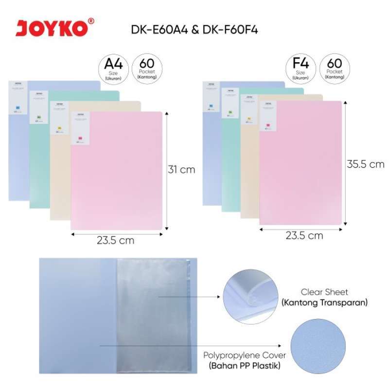 Jual Document Keeper Clear Holder Map File Dokumen Folder Joyko Pastel ...