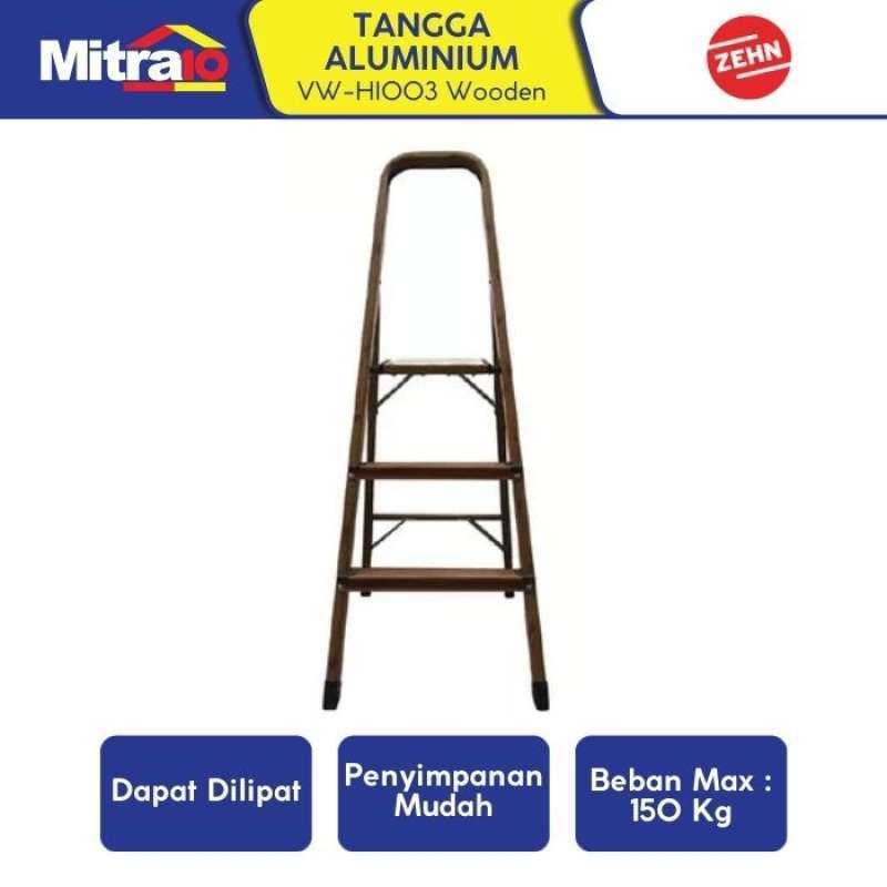 Promo Zehn Aluminium Tangga Motif Kayu 3 Step Diskon 9% Di Seller ...