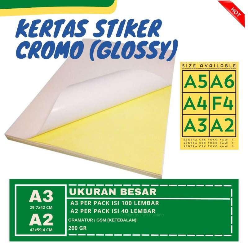 Jual Kertas Stiker Chromo Glossy Perpack A3 & A2 Perpack Isi 40&100 ...