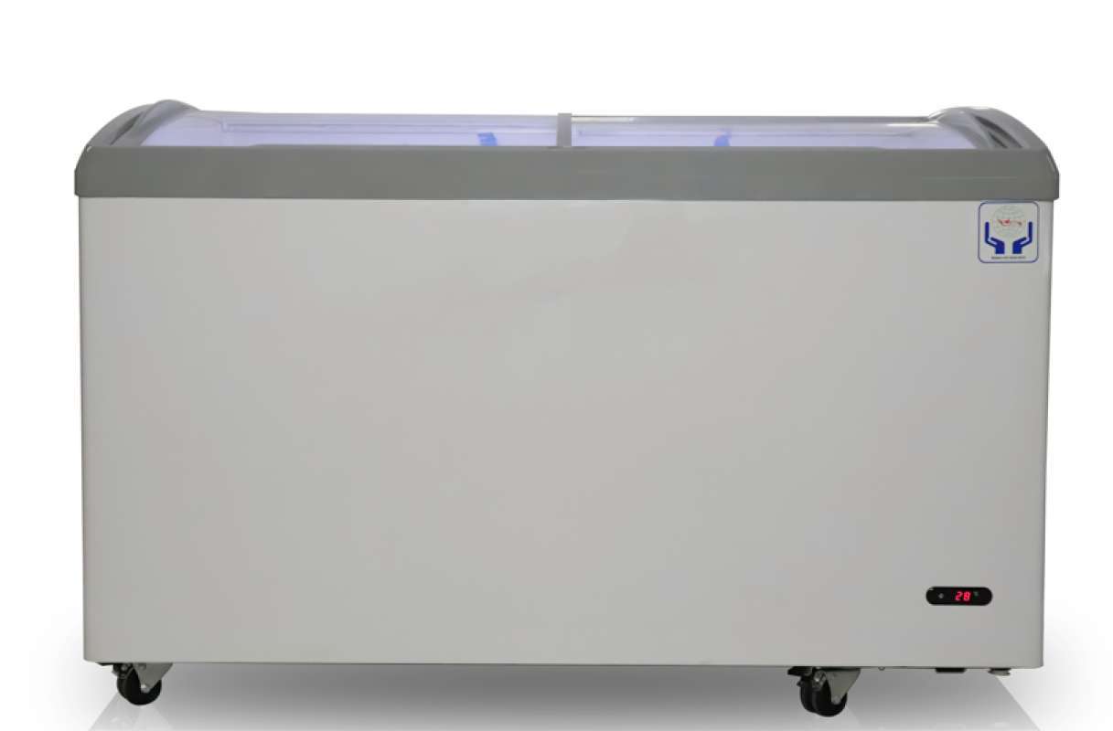 Promo Freezer Sanwoo Snw 330r 330 Liter / Freezer Sliding Curved Glass ...