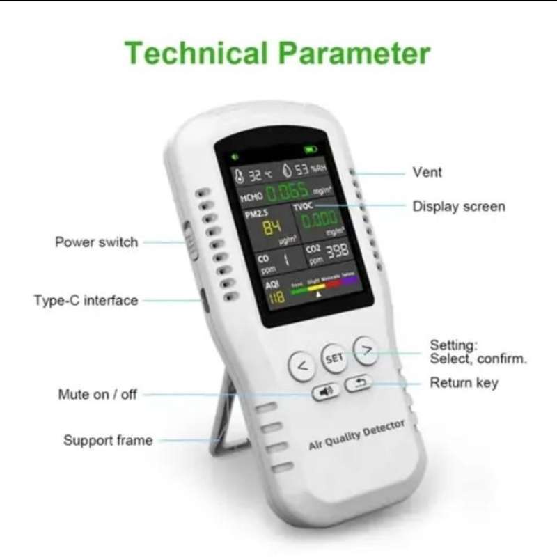 Jual Co2 Co Pm2.5 Tvoc Hcho Air Quality Monitor T-z01 Bosean Detector ...