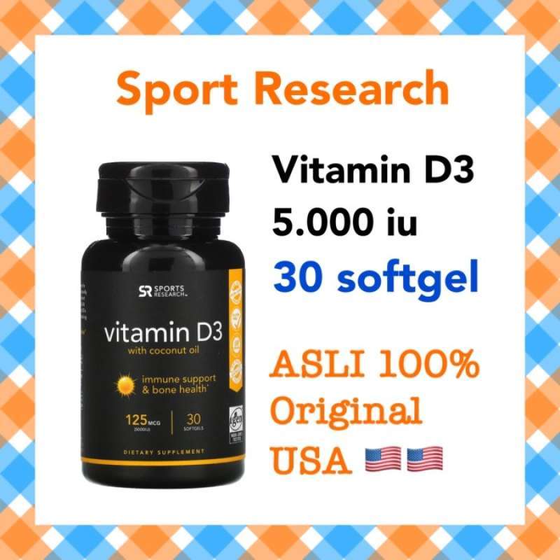 Promo Sports Research Vitamin D3 5000 Iu Isi 30 360 Softgel Us Diskon ...