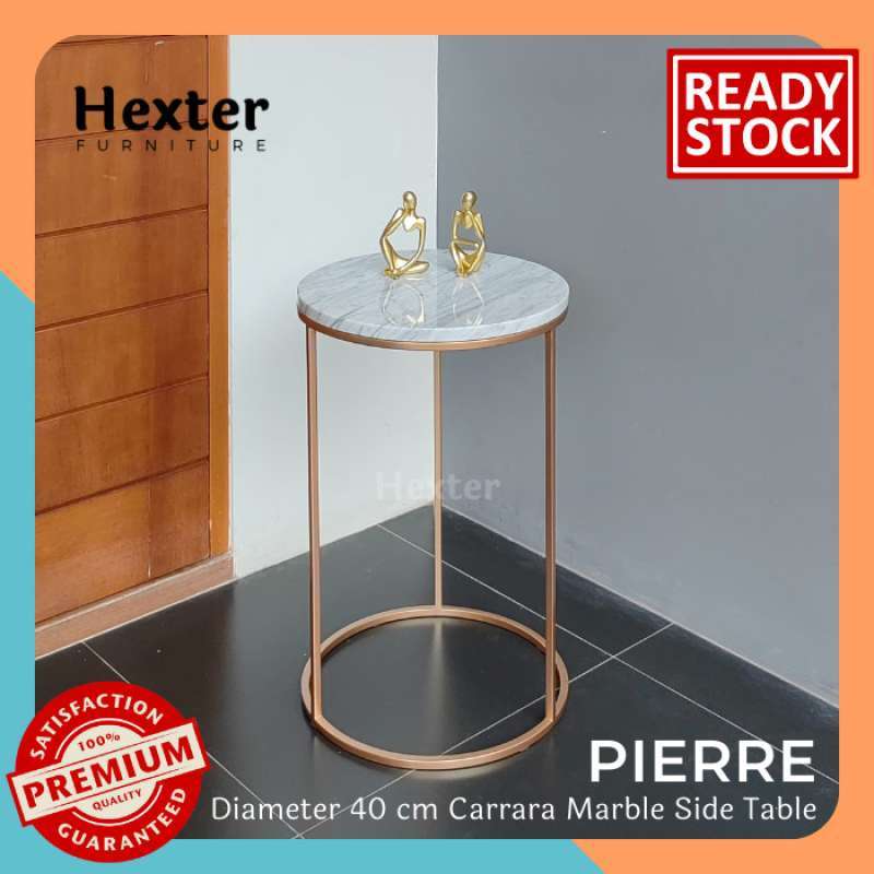 Promo Pierre - Meja Marmer Bulat 40 Cm Meja Sudut Carrara Round Side ...