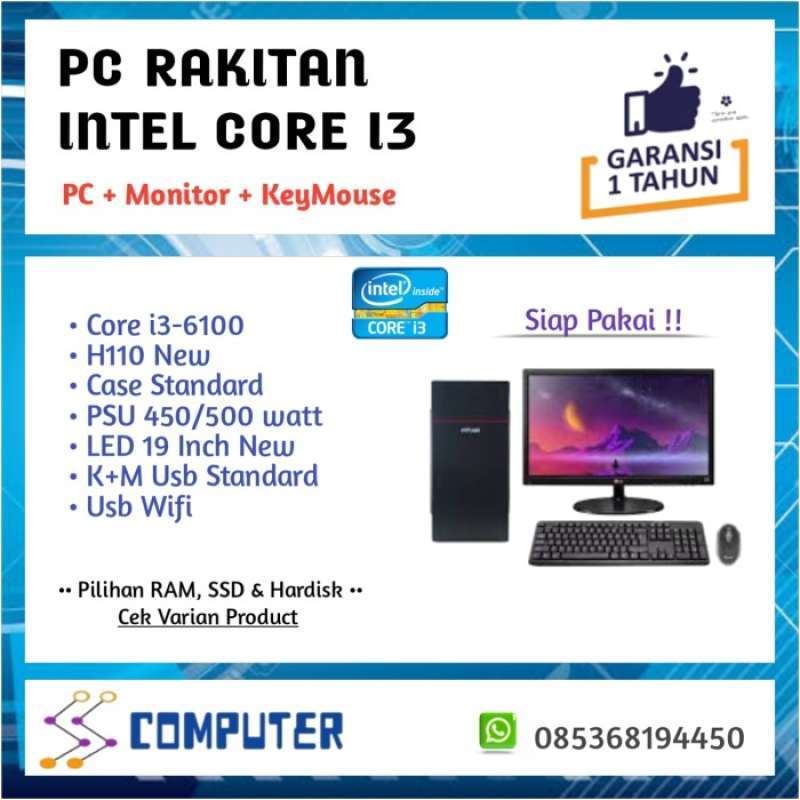 Promo Paket Pc Komputer Rakitan Core I3-6100 Case Standard Lengkap ...