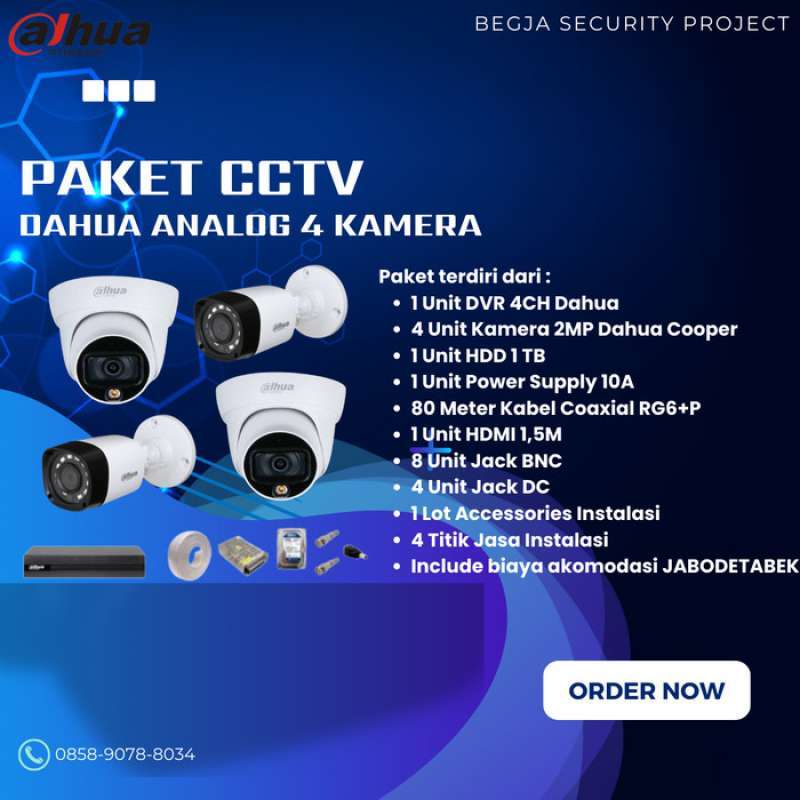 Jual Paket Cctv Dahua Analog 4 Kamera/ Paket Pemasangan Cctv Dahua 4 ...