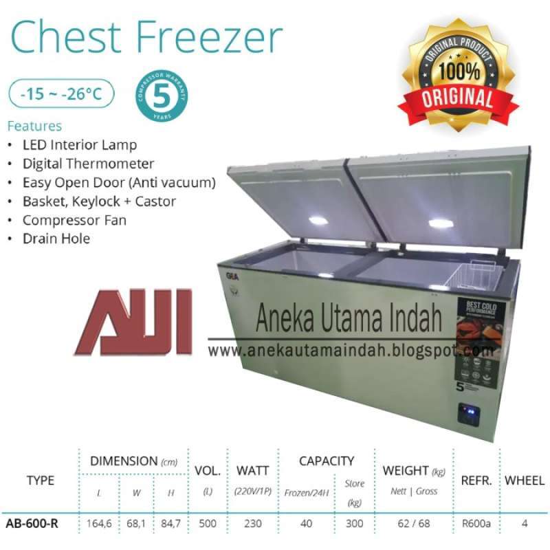 Promo Gea Ab-600-t-x Chest Freeze Atau Box Pendingin Atau Lemari ...