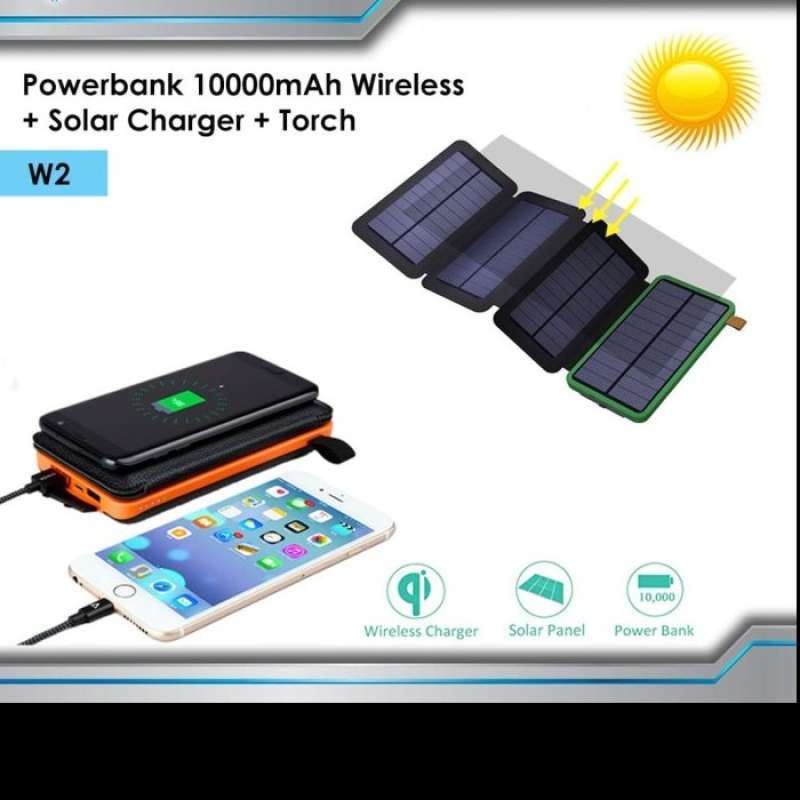Promo Ultimate Power W2 Powerbank Solar + Wireless Charging + Led Torch ...