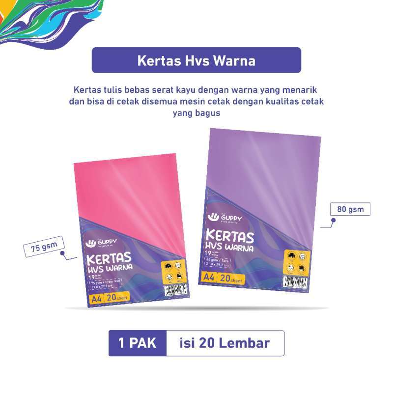 Jual Kertas Hvs Warna Guppy A4 Isi 20 Lembar - Cyber Red Di Seller Tg ...