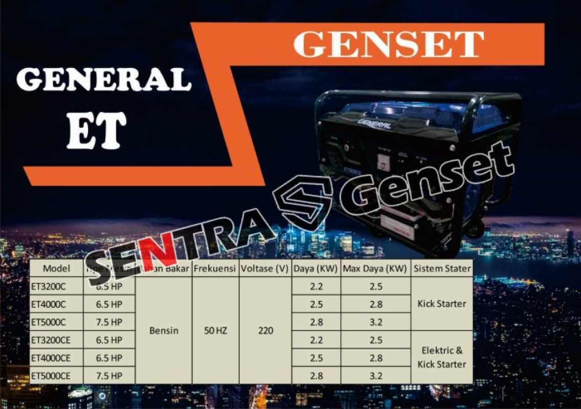 Promo Genset 3000 Watt. General Et 5000 Ce Diskon 23% Di Seller ...