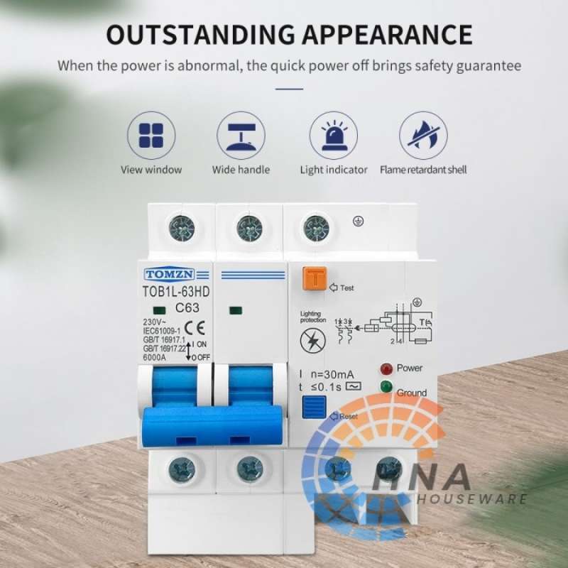 Promo Rcbo + Spd 230v 16a - 63a Tomzn Mcb Lightning Protection Residual ...