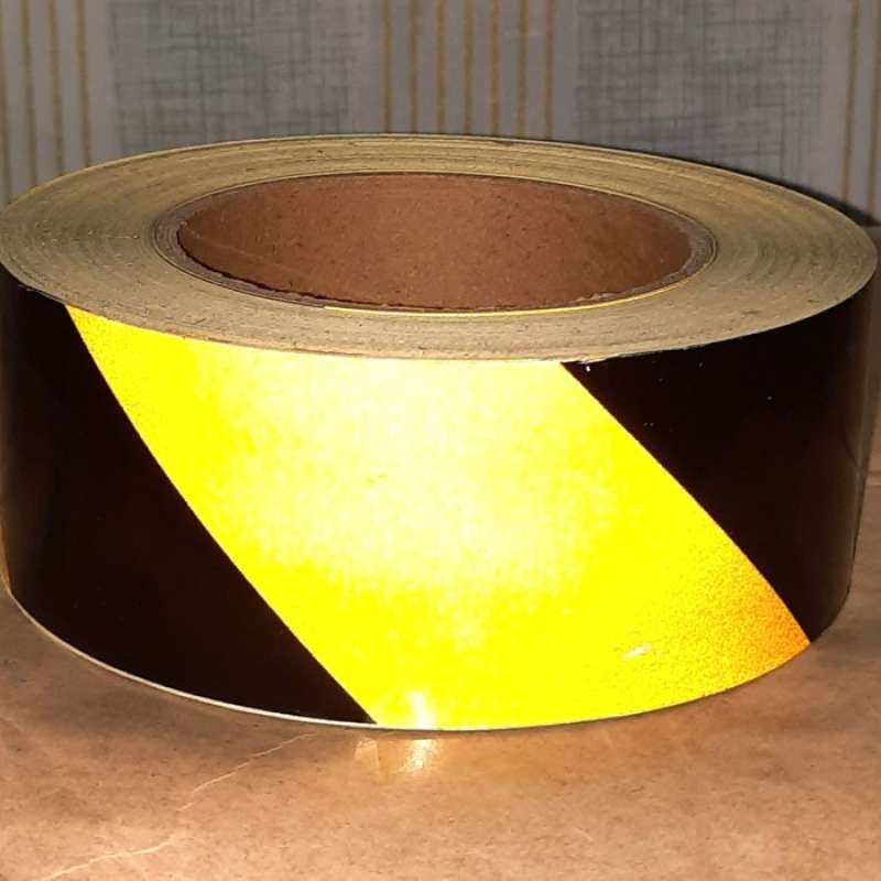 Promo Sticker Reflective Zebra/scotlite Police Line/stiker-scotlight Safety - Kuning Hitam ...