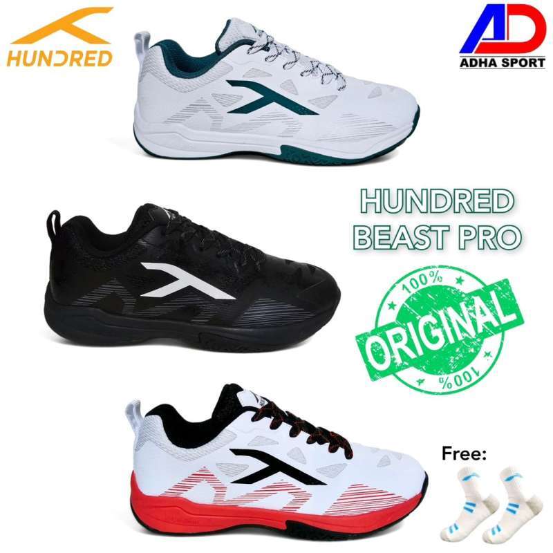 Promo Free Kaos Kaki New Sepatu Badminton Hundred Beast Pro Bulutangkis ...