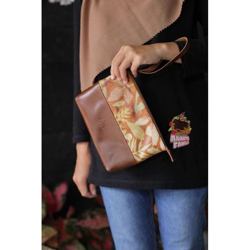 Promo Nzs New.. Pouch Wanita Kulit Ecoprint. Asli Kulit. Bergaransi ...
