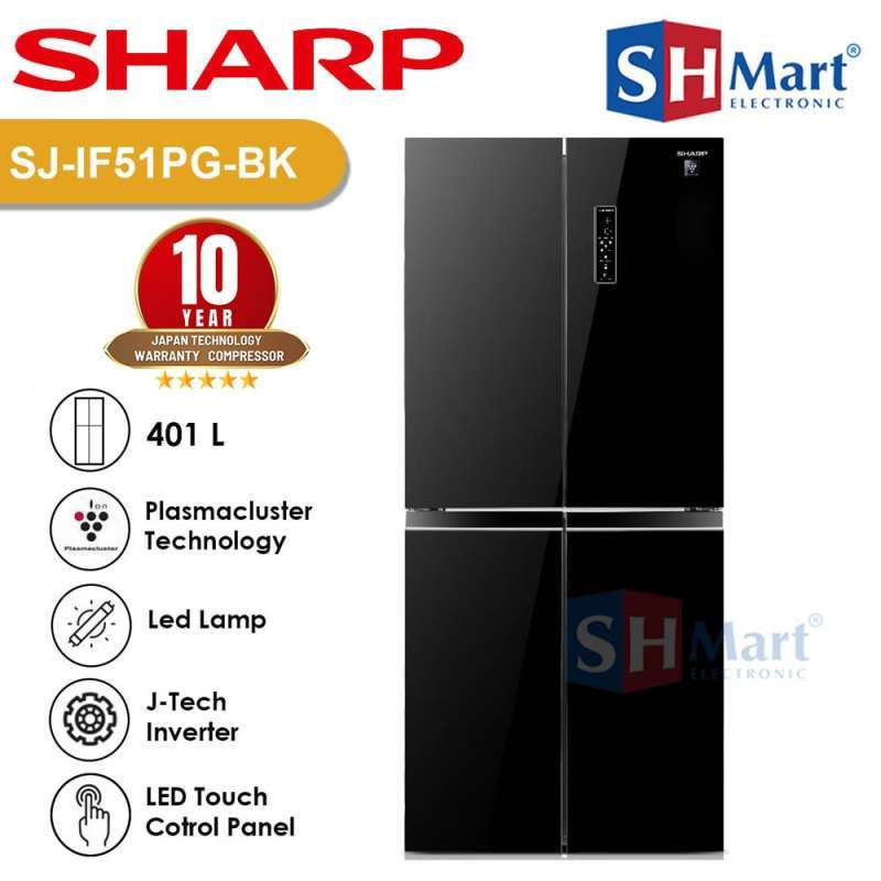 Jual Kulkas Sharp Side By Side 4 Pintu Sj-if51pgbk Sj-if51pg-cg Kapasitas 472 Liter Inverter ...