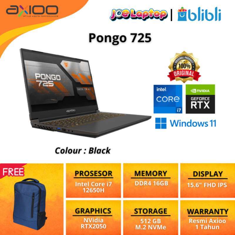 Jual Axioo Pongo 725 Black I7 12650h Win11pro Di Seller Joe Laptop ...