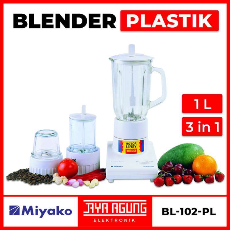 Promo Blender Plastik 1 Liter 3 In 1 Miyako Bl-102 Pl Pelumat 102pl ...