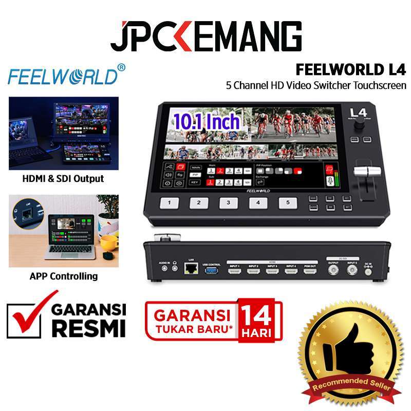 Promo Jpc Kemang Feelworld L4 Touch Screen Multi Camera Video Mixer Livestream Switcher 10.1 ...