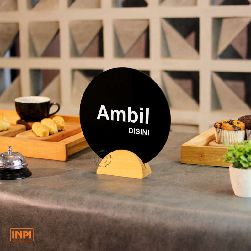 Jual Sign Ambil Disini Tatakan Kayu Akrilik Lingkaran - Inpi House Di ...