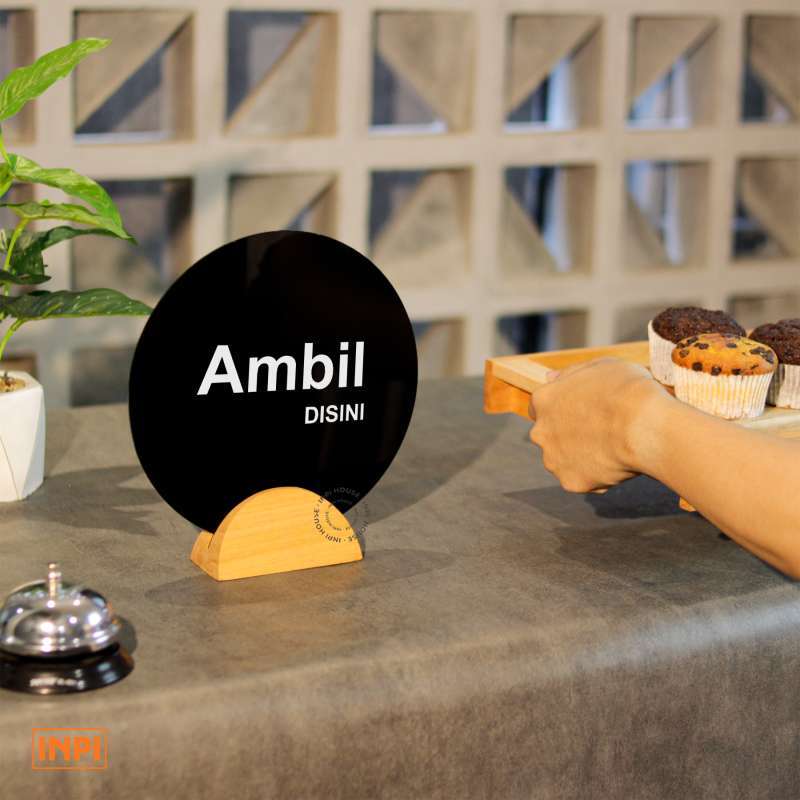 Jual Sign Ambil Disini Tatakan Kayu Akrilik Lingkaran - Inpi House ...