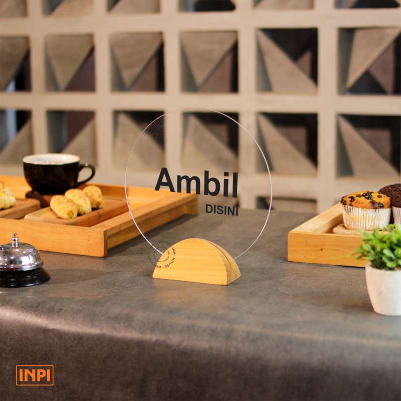 Jual Sign Ambil Disini Tatakan Kayu Akrilik Lingkaran - Inpi House ...