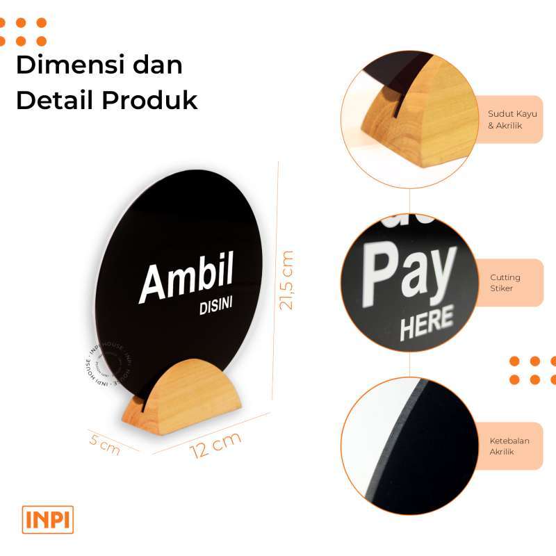 Jual Sign Ambil Disini Tatakan Kayu Akrilik Lingkaran - Inpi House Di ...