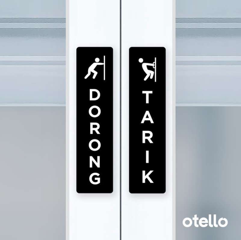 Jual Otello Label Sticker Dorong Tarik Icon Unik Sign Acrylic Signage ...