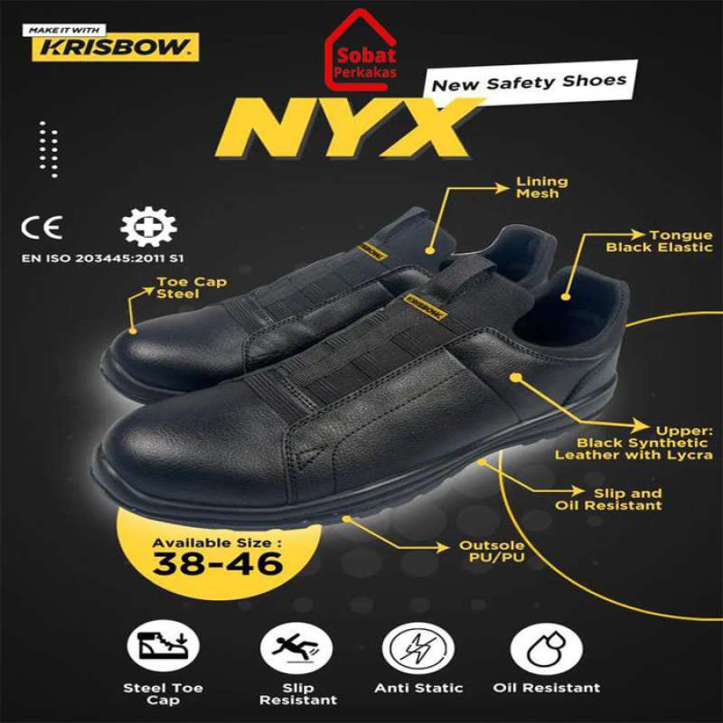 Promo Sepatu Safety Krisbow Slip On Nyx Safety Shoes Sepatu Pengaman ...