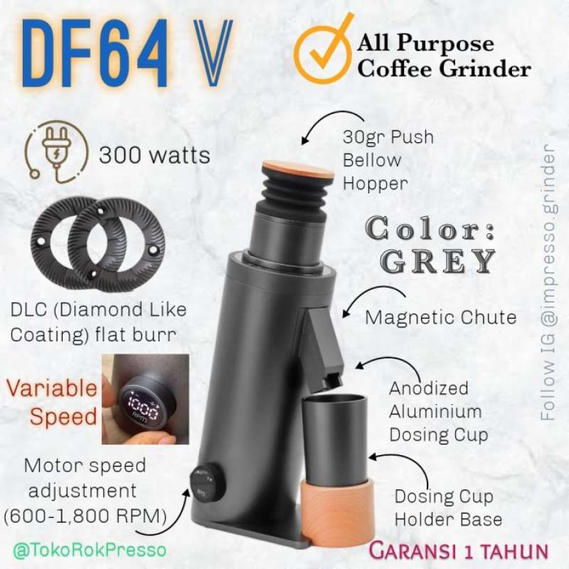 Promo Df64v Variabel Speed Rpm Grinder 64mm Dlc Burr Single Dose - Grey ...