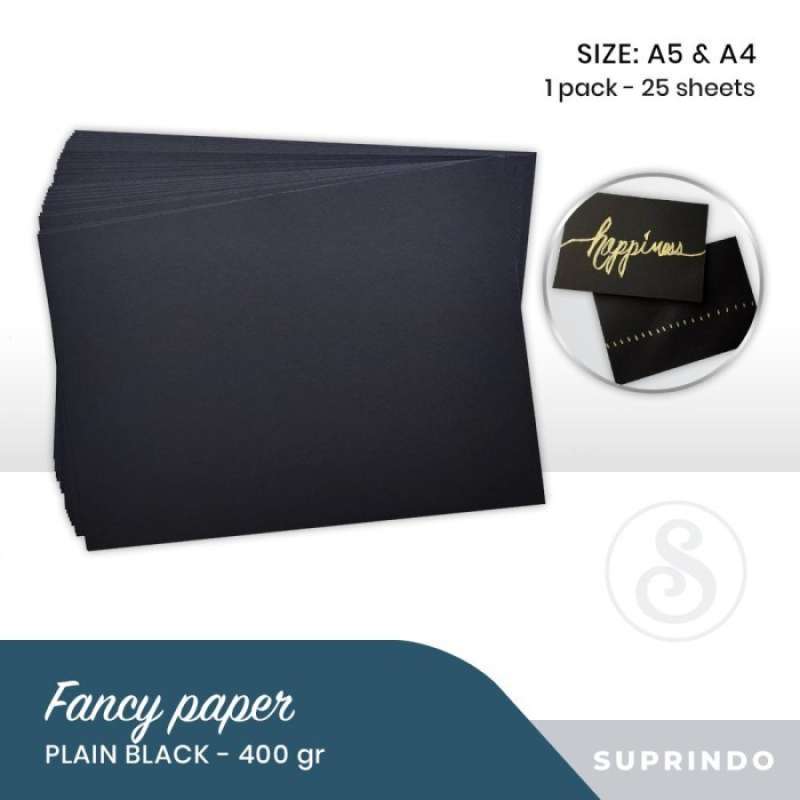 Promo (per Pak) Fancy Paper/kertas Hitam Polos Tebal 400 Gram Diskon 23 ...