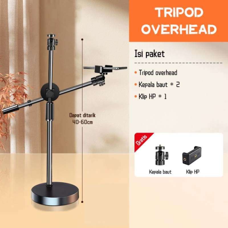Jual Lampu Led Stand Holder Shooting Vlog Live Konten Overhead Phone ...