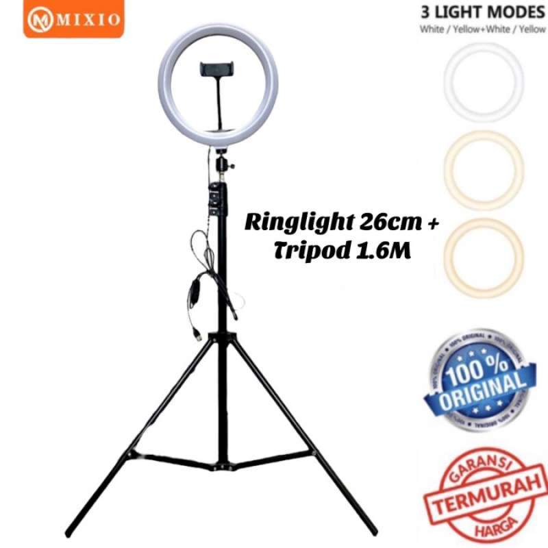 Jual Mixio Ring Light 26cm + Light Stand Tripod 1.6m Selfie ...