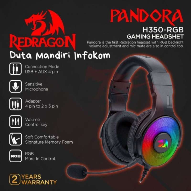 Promo 100% Produk Ori Redragon Pandora H350rgb - 7.1 Surround Sound Usb ...