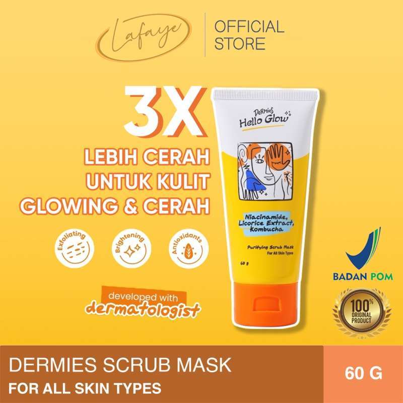 Jual Dermies Hello Glow Masker Wajah Purifying Scrub Mask 60 G ...