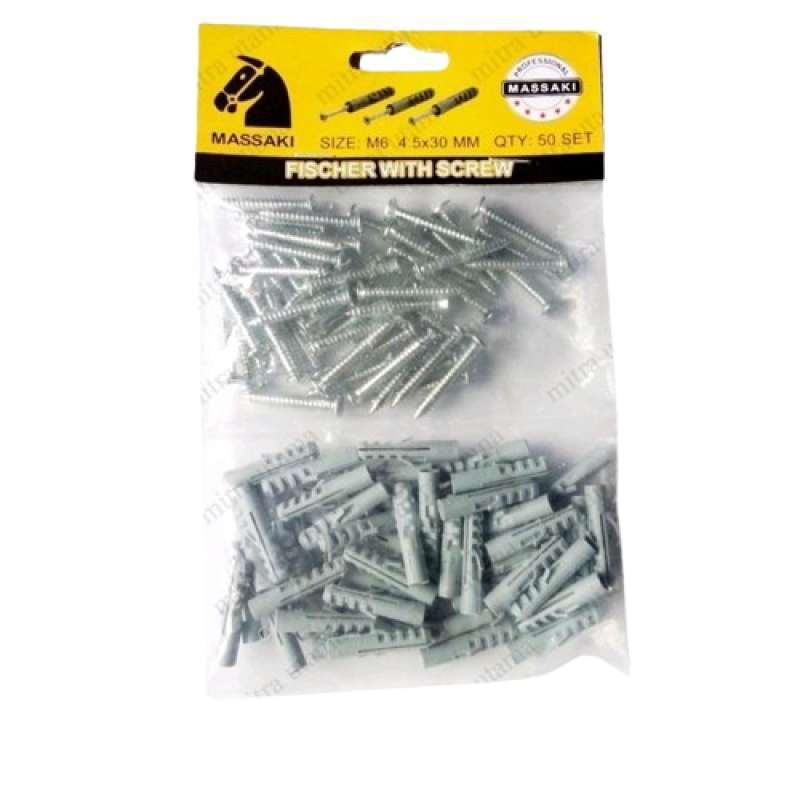 Jual Baut Skrup Fiser Sekrup Set S6 S8 S10 S12 Dinding Tembok Pvc Plastik Beton Wall Plug With ...