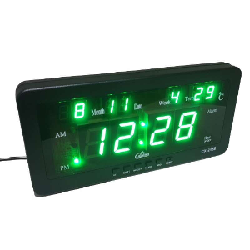 Promo 100% Produk Ori Jam Digital Led Hijau Kalender Temperature Alarm ...