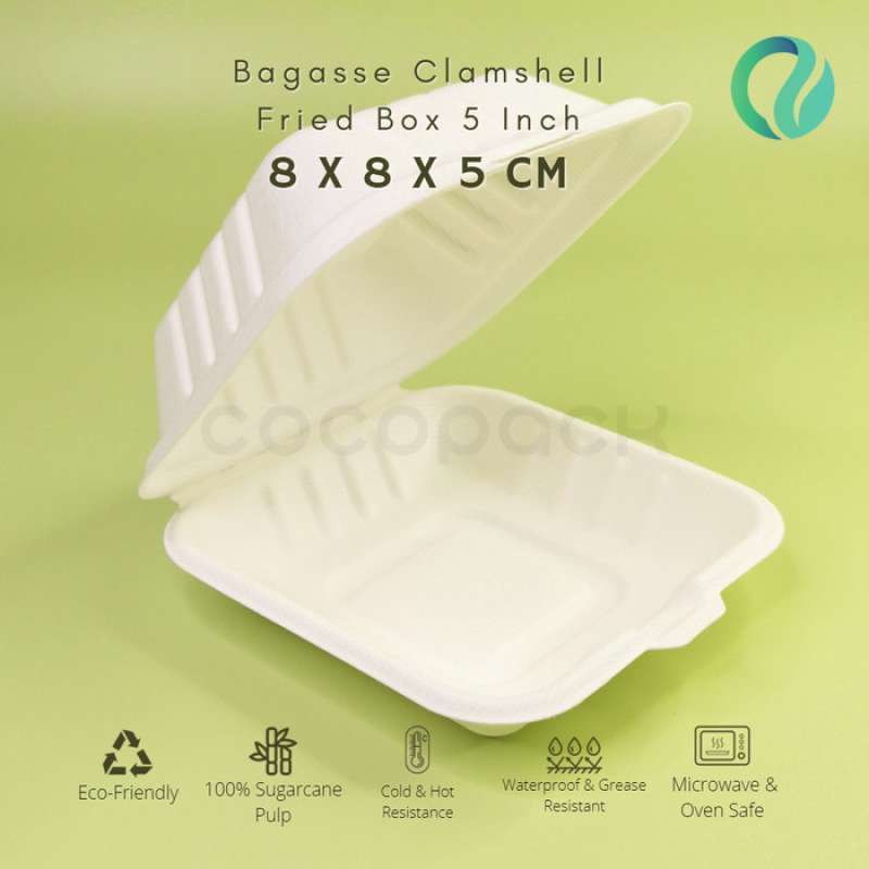 Jual 25pcs Bagasse Clamshell Fried Box/mini Burger Sugarcane Food ...