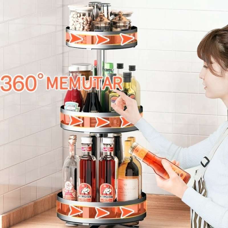 Jual Rak Bumbu Putar 360 Derajat Stainless Rotate Kitchen Rack ...