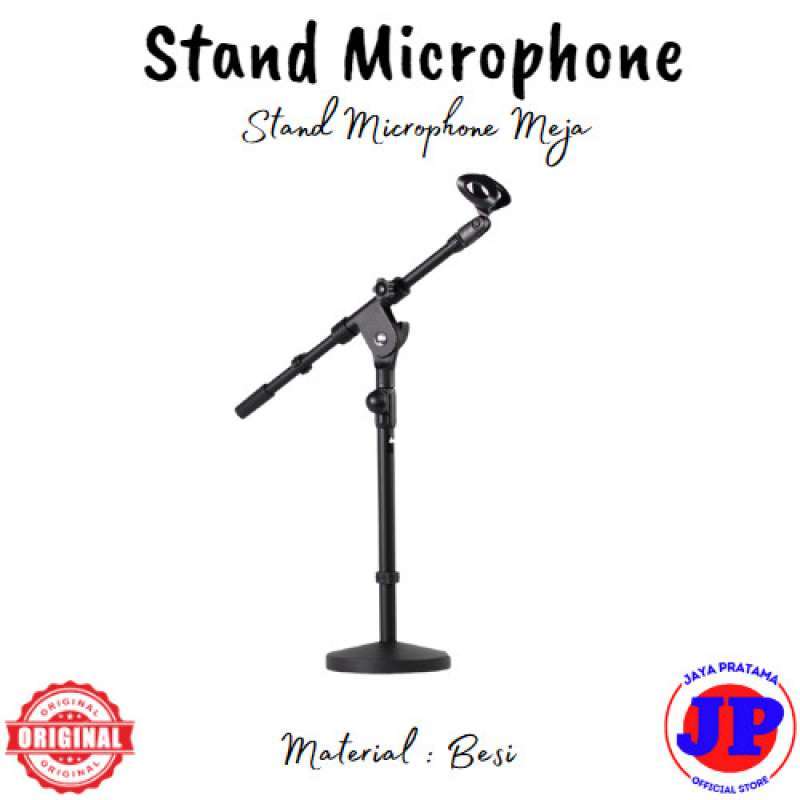 Promo Stand Microphone Meja Kaki Bulat Besi Standing Table Mic Podium ...