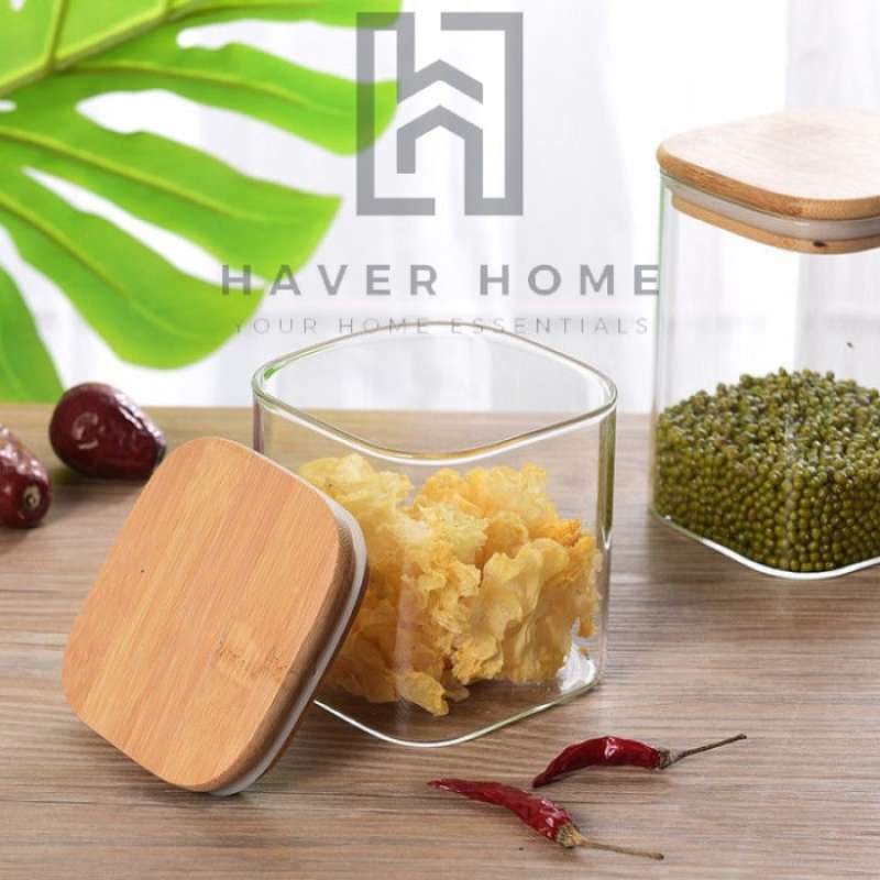 Jual Toples Kaca Kotak Tutup Kayu Elegan Multi Fungsi Kedap Udara ...