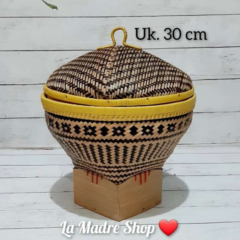 Jual Boboko Bakul Nasi Bambu Anyaman Bermotif + Tutup - Uk. 30 Cm. Di Seller Shin Store ...
