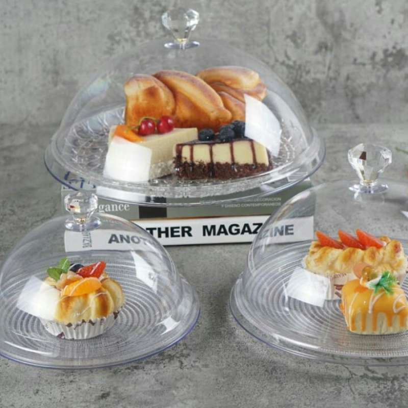 Jual Tempat Kue + Tutup Transparant Bahan Akrilik Tebal Dengan Piring ...
