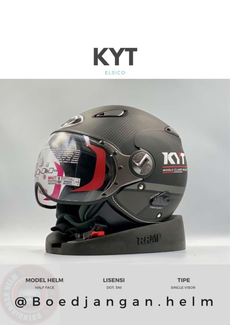 Promo Helm Kyt Elsico Motif #3 - Black Doff Gunmetal - Kyt Half Face ...