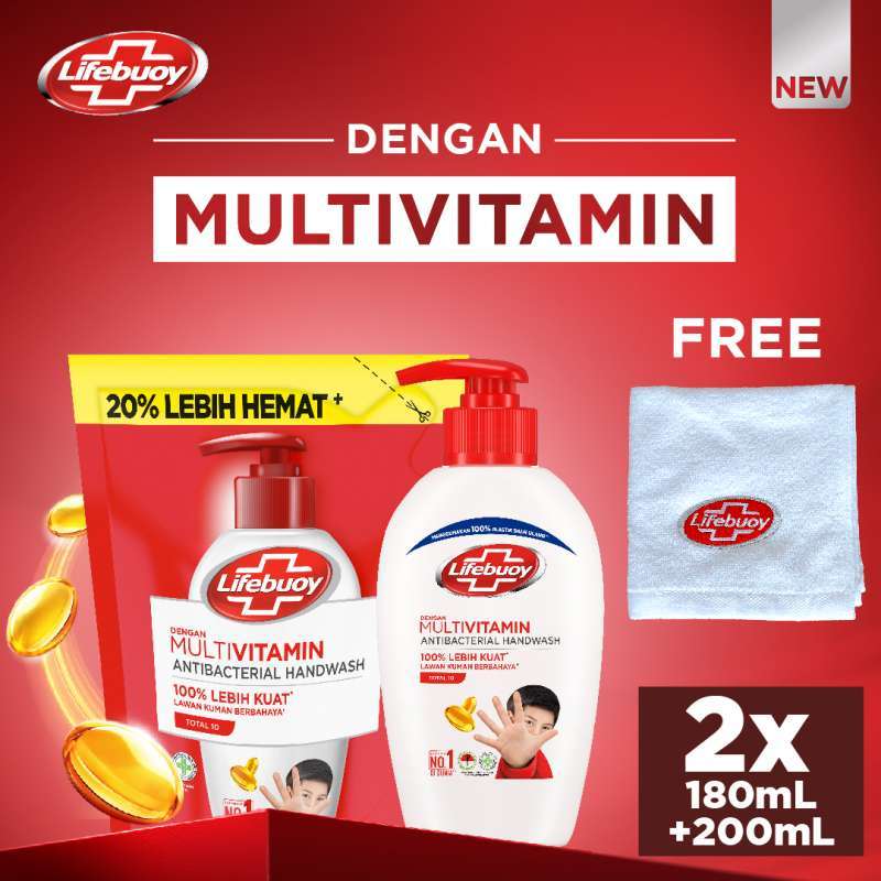 Promo Lifebuoy Liquid Red Pouch Hand Wash [180 Ml] + Lifebuoy Total 10 ...