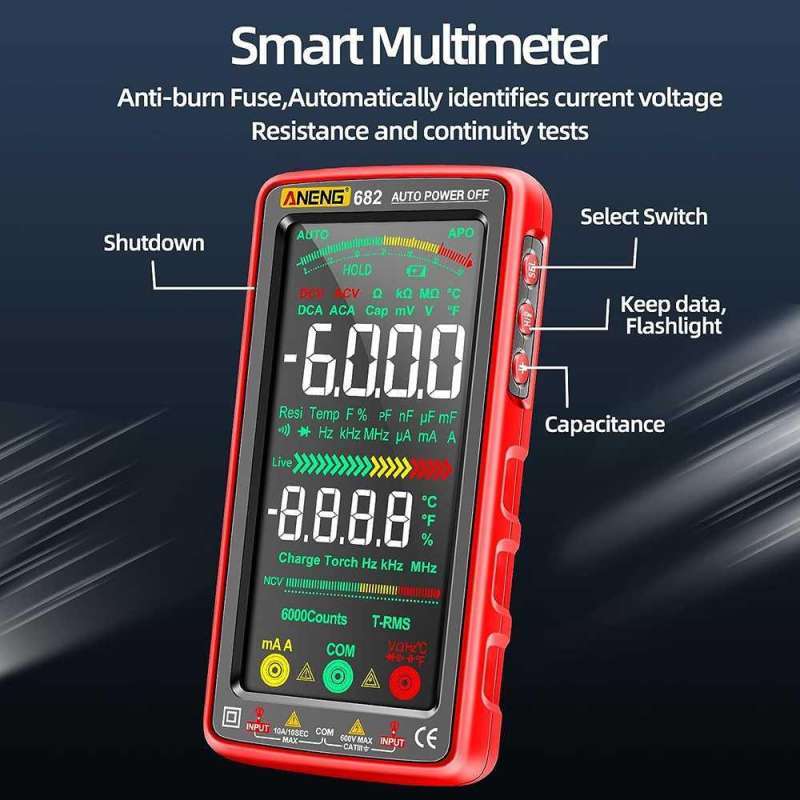 Jual Digital Multimeter Large Lcd Screen 6000 Count 2800mah 682 Tespen ...