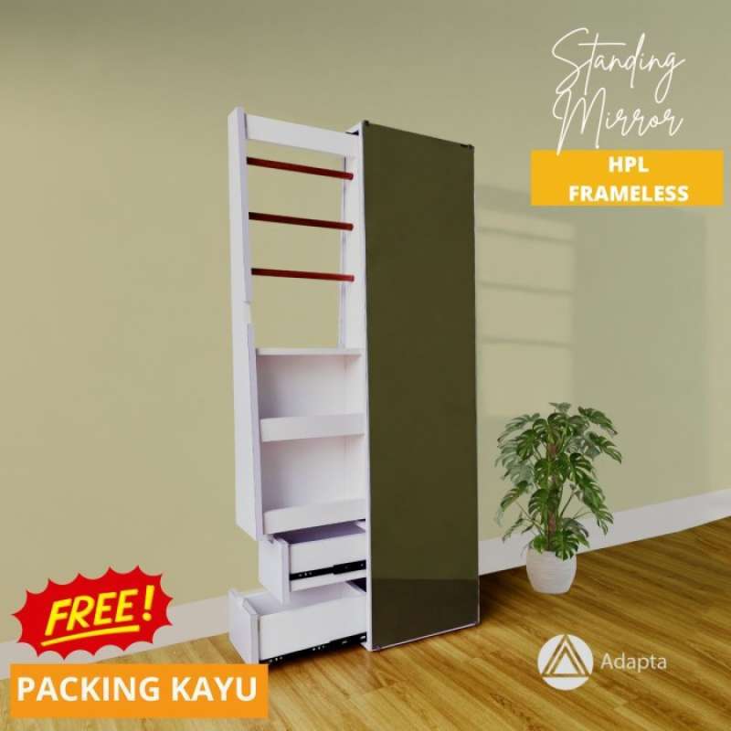 Jual Standing Mirror Hpl Rak Hijab Cermin Frameless Laci Dua - Hijab Di ...